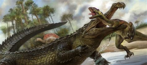 Sarcosuchus And Its Prey By Eldar Zakirov Garden Statues Yard Art Swamp