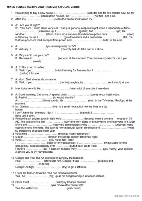 Mixed Tenses Active Passive And Moda English Esl Worksheets Pdf And Doc