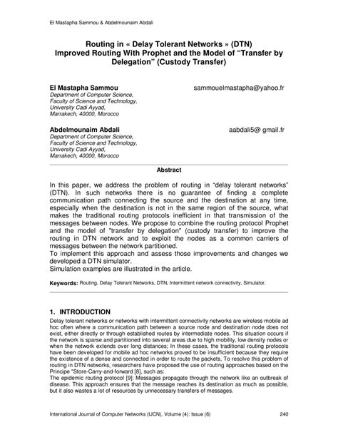 Pdf Routing In Delay Tolerant Networks Dtn —improved Routing With