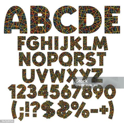 字母 數位 字母和顏色條紋的標誌 絲帶 執行緒一組顏色向量隔離物件向量圖形及更多一個物體圖片 一個物體 一組物體 伸展身體 Istock