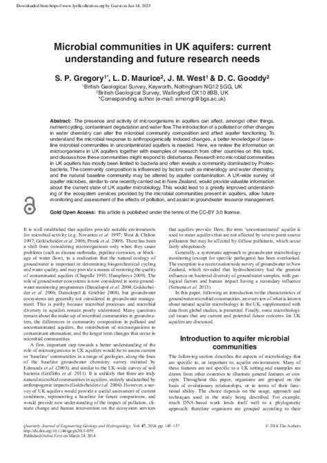 Pdf Microbial Communities In Uk Aquifers Current Understanding And Future Research Needs