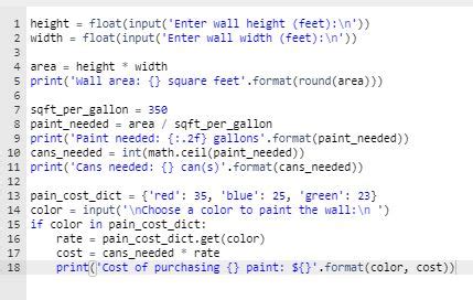 Height Float Input Enter Wall Height Feet N Width Float Input Enter Wall Width
