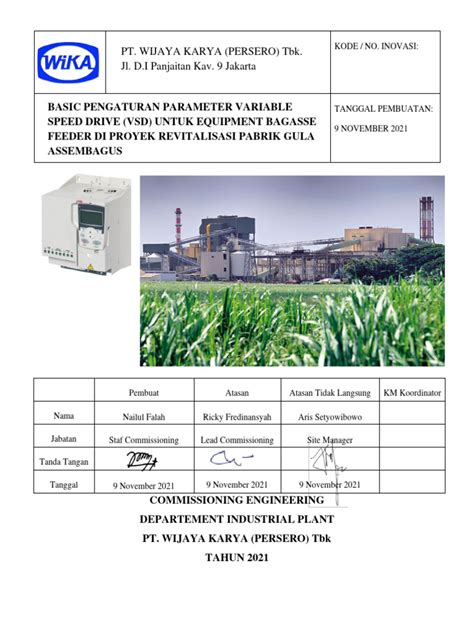 Basic Pengaturan Parameter Variable Speed Drive Vsd Untuk Equipment Bagasse Feeder Di Proyek