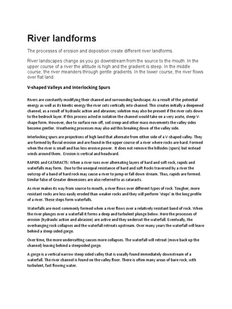 River Landforms Pdf River Erosion