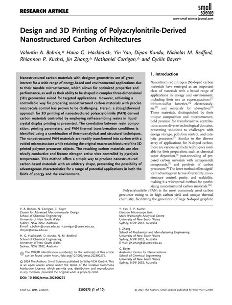 Pdf Design And 3d Printing Of Polyacrylonitrile‐derived