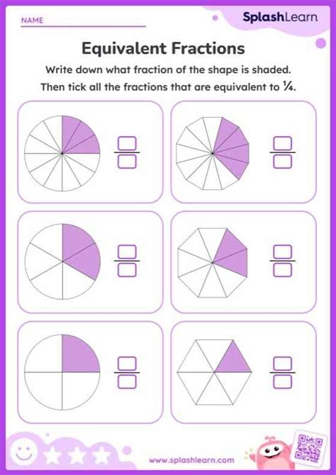 Find Equivalent Fractions Using Models Maths Worksheets Splashlearn