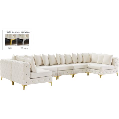 Meridian Tremblay Cream Velvet Modular Sectional