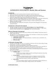 CSC Volume 2 Ch 20 2022 Doc CSC Volume Two Chapter 20 ALTERNATIVE INVESTMENTS Benefits Risks