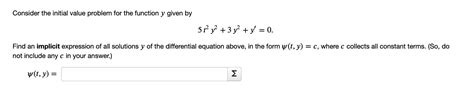 Solved Consider The Initial Value Problem For The Function Y Chegg