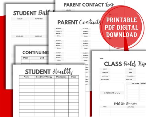 Printable Teacher Planner Log Book Sheets Pdf Simple Old School Minimalist Instant Download