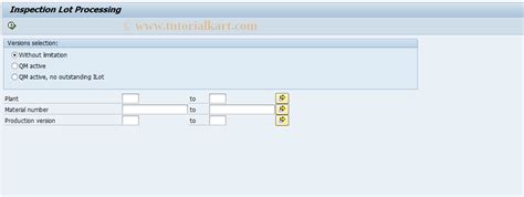MFPR SAP Tcode Process Inspection Lot For Versions