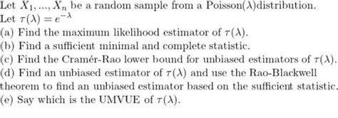 solved let x1 … xn be a random sample from a poisson λ