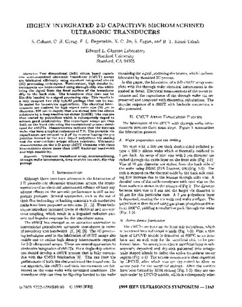 Pdf Highly Integrated 2 D Capacitive Micromachined Ultrasonic Transducers