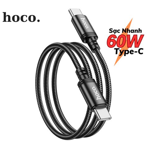 Dây Sạc Nhanh Type C 60w Hoco Cáp Bọc Dù Siêu Bền Chống Gãy Cho Dòng
