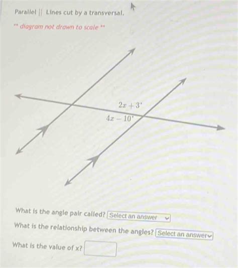 Solved Parallel Lines Cut By A Transversal Diagram Not Drawn To Scale What Is The