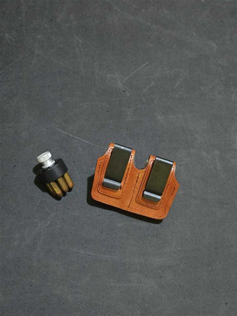 Km005 44 Leather Double Speedloader Pouch With Belt Clip For 44 Magnum