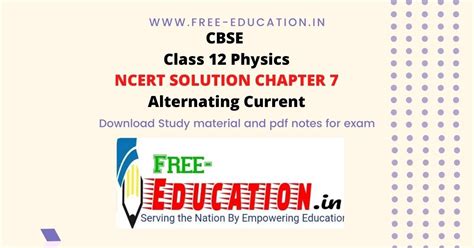 Class 12 Physics Alternating Current Ncert Solution Wisdom Techsavvy Academy
