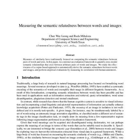 Measuring The Semantic Relatedness Between Words And Images Acl Anthology
