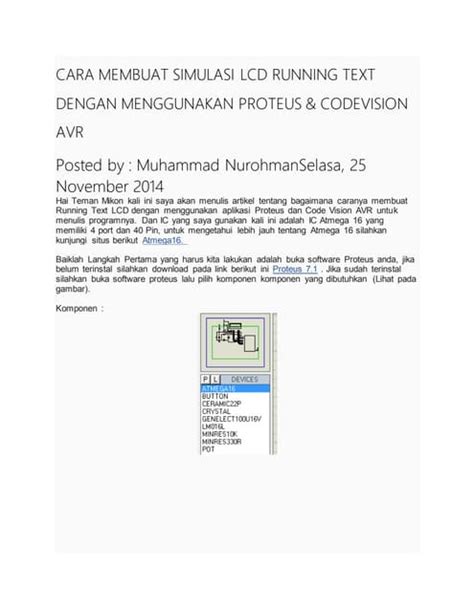 Cara Membuat Simulasi Lcd Running Text Dengan Menggunakan Proteus Docx