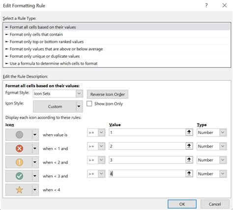Conditional Formatting 1 2 3 4 5 Icon Sets Using Number Microsoft Qanda