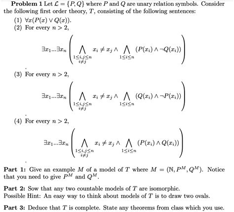 solved problem 1 let l {p q} where p and q are unary