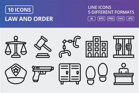 Vector Law And Order Icon Set Graphic By Iyikon · Creative Fabrica