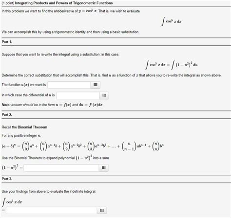 solved 1 point integrating products and powers of