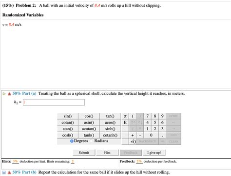 solved 15 problem 2 a ball with an initial velocity of