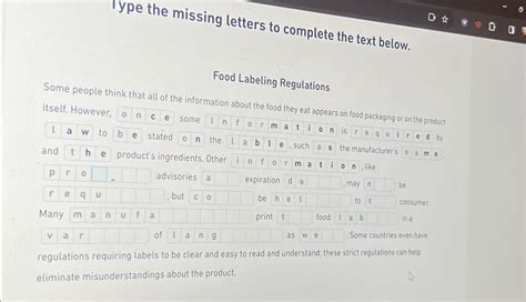 Solved Iype The Missing Letters To Complete The Text
