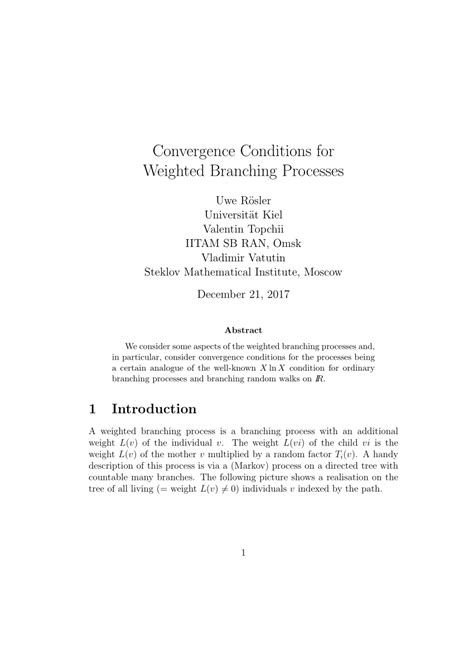 Pdf Convergence Conditions For Weighted Branching Processes