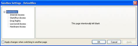 Restrictions Settings Sandboxie Plus