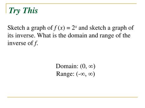 Ppt 1 6 Inverse Functions And Logarithms Powerpoint Presentation Id 3938650