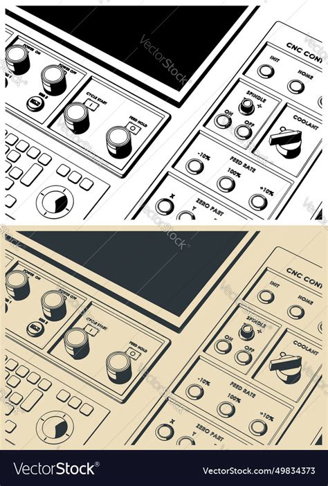 Cnc Control Panel Close Up Royalty Free Vector Image