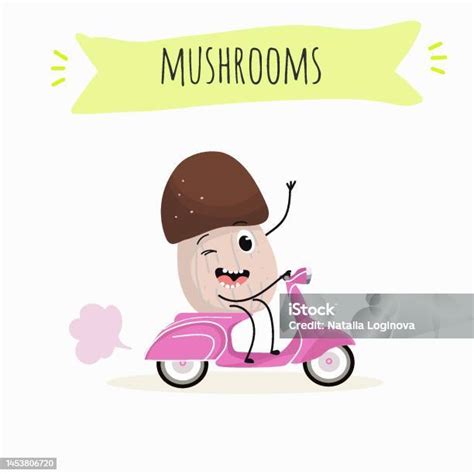 버섯 캐릭터가 있는 그림 재미 있고 건강한 음식 비타민 귀여운 얼굴을 가진 음식 재료 채식주의 벡터 만화 산화 방지 숲 가을 수확 Boletus에 대한 스톡 벡터 아트 및