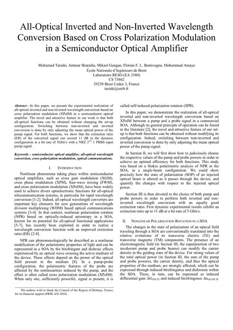 Pdf All Optical Inverted And Non Inverted Wavelength Conversion Based On Cross Polarization
