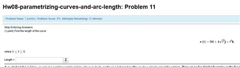 solved hw08 parametrizing curves and arc length problem 11