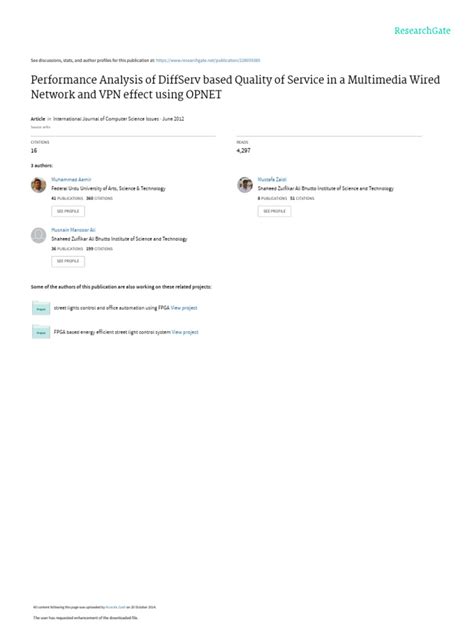 Performance Analysis Of Diffserv Based Quality Of Pdf Quality Of
