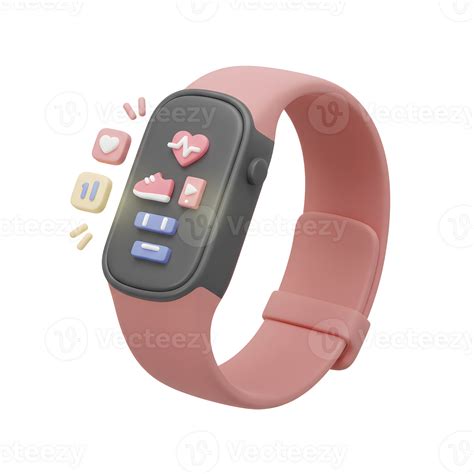 Pink Smartwatch Monitoring Heart Rate And Fitness Activities On White Background 57530791 Png