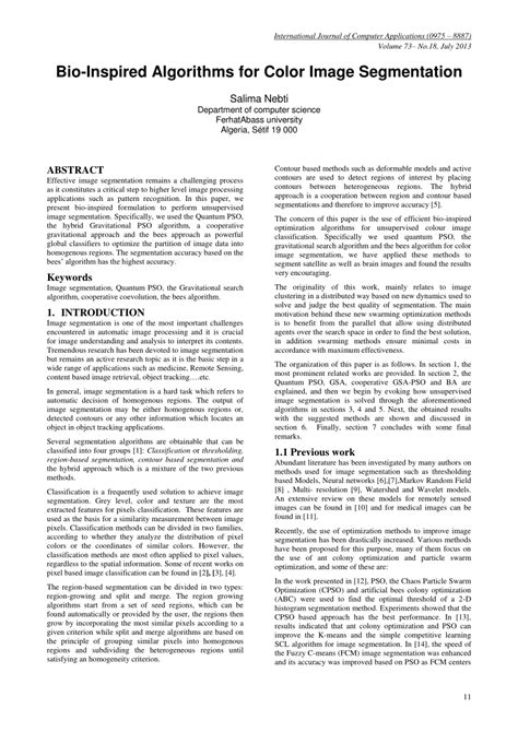 Pdf Bio Inspired Algorithms For Color Image Segmentation