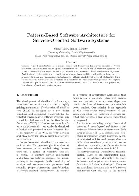 Pdf Pattern Based Software Architecture For Service Oriented Software