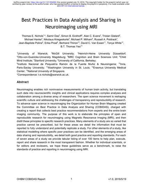 pdf best practices in data analysis and sharing in neuroimaging using mri
