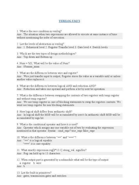 Verilog Faq Pdf Software Engineering Electronic Design