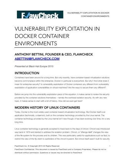 Vulnerability Exploitation In Docker Container Environments