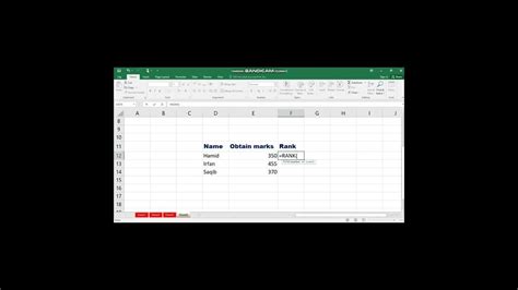 rank formula in excel calculate rank youtube