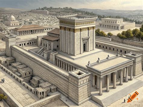 Detailed Overhead View Of The Sprawling Ancient Herods Temple Complex