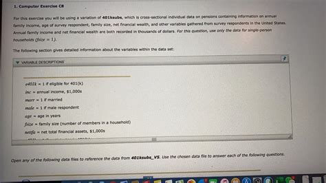 solved 1 computer exercise c8 for this exercise you will be