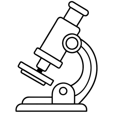 Microscope In A Doodle Style Outline Coloring Book Page Line Art
