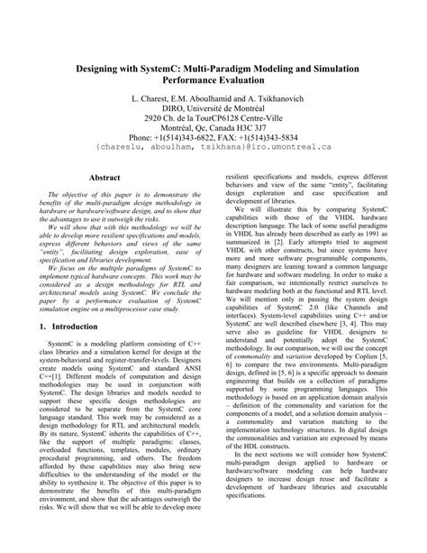 pdf designing with systemc multi paradigm modeling and simulation
