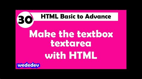 Html Tutorial Input Text Box And Text Area Part 30 Youtube