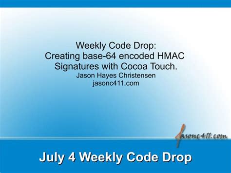 Weekly Code Drop July 4 Creating Auth Tokens Ppt